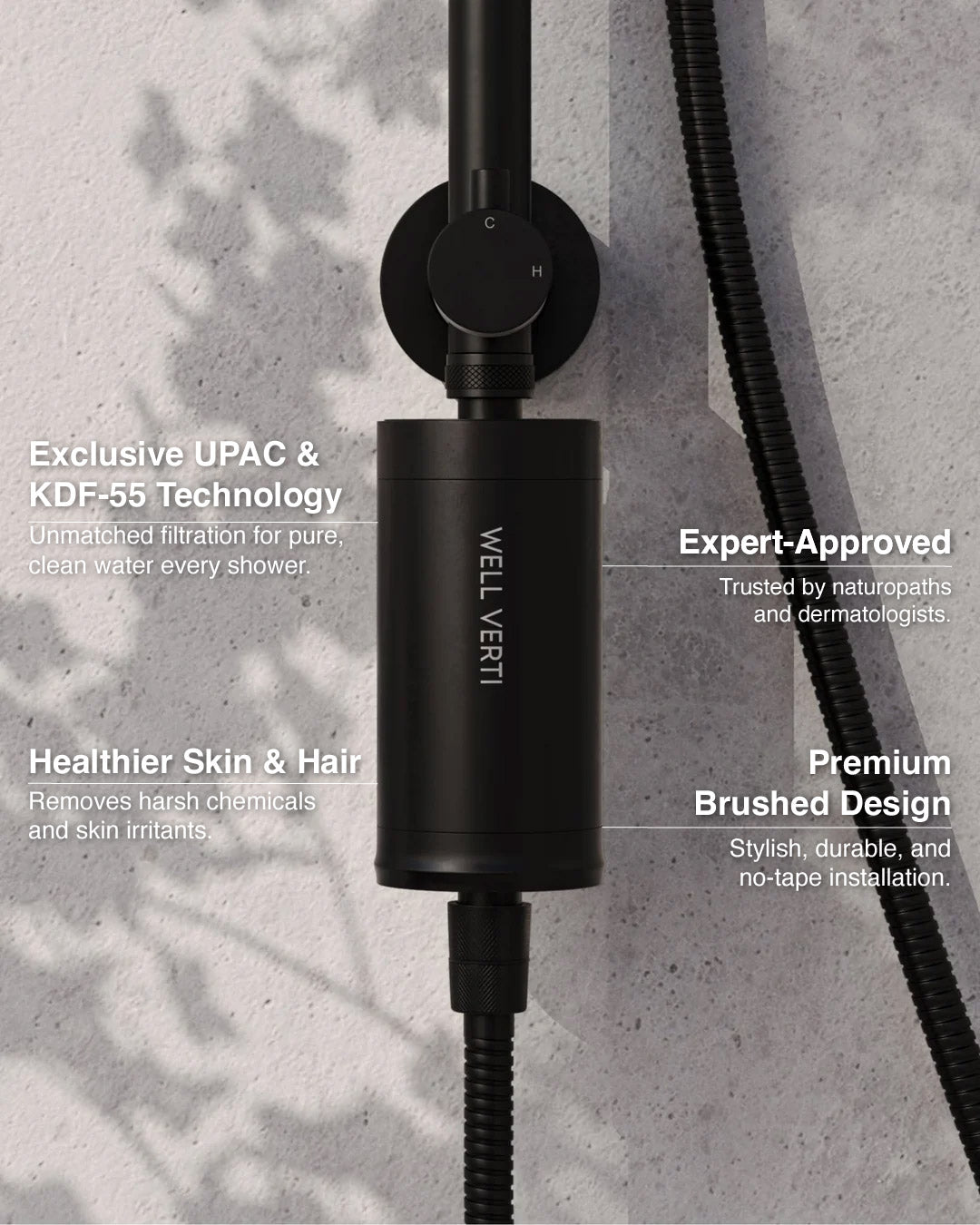 Well Verti™ Matte Black Shower Filter | Advanced Filtration with UPAC ...